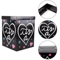 China Gender reveal box surprise  box  with pink and  blue latex balloons party decoration surprise paper box for sale