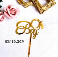 China Baby shower birthday Party Cake Favors Supplies  oh baby gold acrylic cake topper for sale