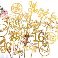China Party Cake Favors Supplies cake decoration customized acrylic  Happy Birthday hello 16 30 40 Cake Topper for sale