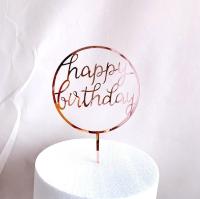 China Hot Supply Party Cake Decoration Gold rose gold pink blue assorted colors Acrylic Happy Birthday Cake Toppers for sale
