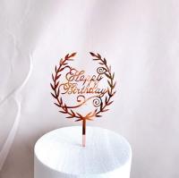 China Hot Supply Party Cake Decoration Gold rose gold pink blue assorted colors Acrylic Happy Birthday Cake Toppers for sale