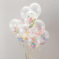 China custom made 12 inch clear silver and gold confetti latex nitrile balloons for christmas decoration for sale