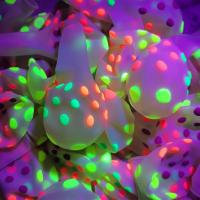 China 2023 night party decoration happy birthday polka dot star heart printed 12 inch  glow in the dark latex neon balloons for sale