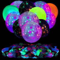 China 2023 night party decoration happy birthday polka dot star heart printed 12 inch  glow in the dark latex neon balloons for sale