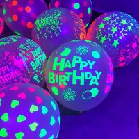 China 2023 night party decoration happy birthday polka dot star heart printed 12 inch  glow in the dark latex neon balloons for sale