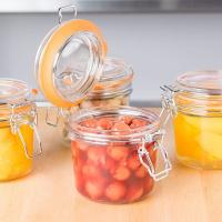 China Custom 350ML Wide Mouth Glass Storage Jars With Airtight Lids for sale
