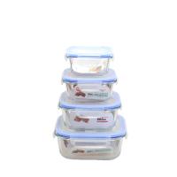 China 300ML Square Glass Food Storage Containers BPA Free With Airtight Lids for sale