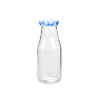 China 11oz BPA Free Glass Milk Bottles Reusable With Metal Twist Lids for sale