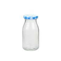 China 11oz BPA Free Glass Milk Bottles Reusable With Metal Twist Lids for sale