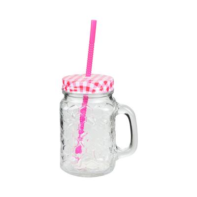 China Classic 450ML Glass Mason Jar Mugs Transparent For Drinks Cocktails for sale