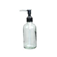China Bathroom 16OZ Refillable Glass Soap Dispenser With Pump Stainless Steel for sale