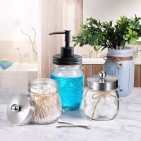 China Bathroom 16OZ Refillable Glass Soap Dispenser With Pump Stainless Steel for sale