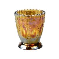 China Recycled Blue Glass Candle Jars Ribbed 4OZ Small Coloured Glass Candle Holders for sale