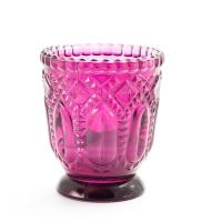 China Recycled Blue Glass Candle Jars Ribbed 4OZ Small Coloured Glass Candle Holders for sale