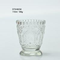China Recycled Blue Glass Candle Jars Ribbed 4OZ Small Coloured Glass Candle Holders for sale