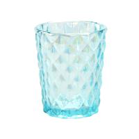 China 185ML Amber Votive Candle Holders Diamond Glass Tea Light Holders for sale