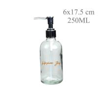 China OEM Clear Glass Soap And Lotion Dispenser Cylinder 9 Ounces Capacity for sale