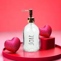 China 450ML Clear Glass Soap Dispenser Bottles Countertop Set With Pump for sale