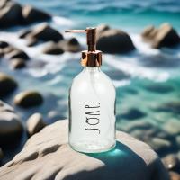 China 450ML Clear Glass Soap Dispenser Bottles Countertop Set With Pump for sale