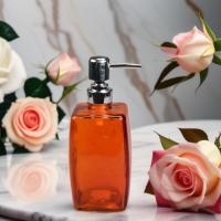 China Orange Colored Glass Bathroom Soap Dispenser 575ML Square Glass Pump Bottles for sale