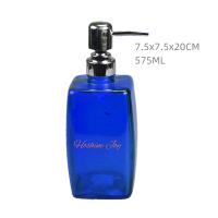 China Orange Colored Glass Bathroom Soap Dispenser 575ML Square Glass Pump Bottles for sale