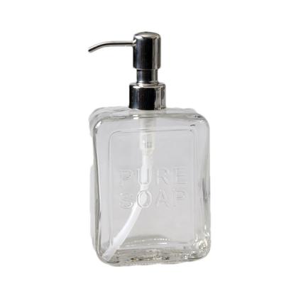 China 530ML Square Glass Soap Dispenser Bottles Travel Lotion Container for sale