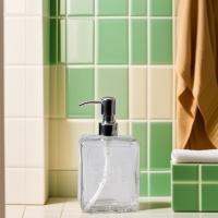 China 530ML Square Glass Soap Dispenser Bottles Travel Lotion Container for sale