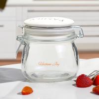 China Home Empty Glass Jars With Ceramic Lids Airtight Canisters Style for sale