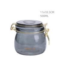 China Black Kitchen Glass Storage Jars With Lids Leakproof 500ML Capacity for sale