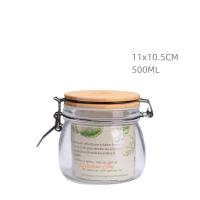 China 500ML Empty Glass Jars With Airtight Bamboo Lids Leakproof Design for sale