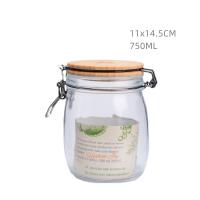 China Food Wide Mouth Glass Canisters With Hinged Lids 750ml Capacity for sale