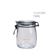 China Round Glass Coffee Storage Jars Container 750ML Sealable Glass Jars for sale