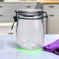 China Round Glass Coffee Storage Jars Container 750ML Sealable Glass Jars for sale