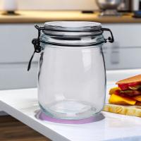 China Round Glass Coffee Storage Jars Container 750ML Sealable Glass Jars for sale
