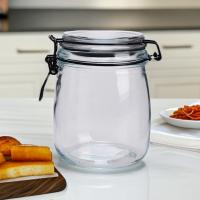 China Round Glass Coffee Storage Jars Container 750ML Sealable Glass Jars for sale