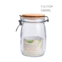 China Mason Airtight Empty Glass Jars With Wooden Lids 1000ML Capacity for sale