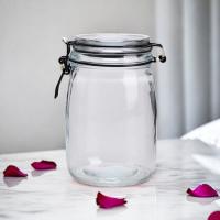 China Empty Glass Food Canister Closure Airtight Clear Glass Canisters for sale