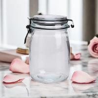 China Empty Glass Food Canister Closure Airtight Clear Glass Canisters for sale