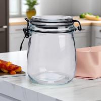 China Modern Empty Glass Jars Transparent Leakproof Glass Lid Canisters for sale
