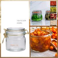 China 16oz Airtight Glass Canisters Glass Storage Jars With Clamp Lids for sale