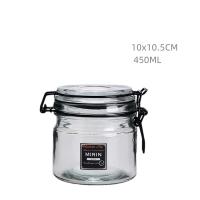 China Beans 450ML Clear Empty Glass Jars With Black Clip Lids Silicone Gaskets for sale