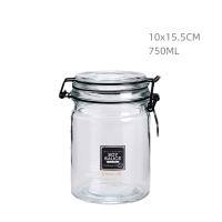 China Food Storage Empty Glass Jars Translucent 750ML Glass Sauce Jars for sale