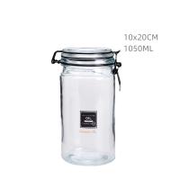 China 1L Empty Seasoning Containers  Transparent Kitchen Glass Jars With Black Lid for sale