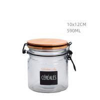 China 16OZ Wide Mouth Glass Food Storage Jars With Wooden Lids Silicone Gaskets for sale