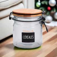 China 16OZ Wide Mouth Glass Food Storage Jars With Wooden Lids Silicone Gaskets for sale
