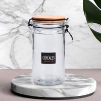 China Empty Seasoning Glass Containers 1L Large Glass Jars With Bamboo Lids for sale