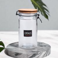 China Empty Seasoning Glass Containers 1L Large Glass Jars With Bamboo Lids for sale