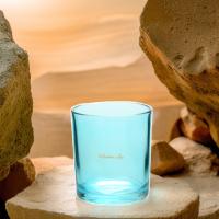 China Blue Colored Glass Votive Candle Holders 11OZ OEM Soy Wax Candle Holder for sale