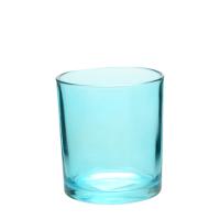 China Blue Colored Glass Votive Candle Holders 11OZ OEM Soy Wax Candle Holder for sale