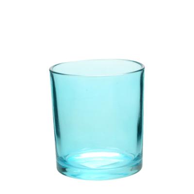 China Blue Colored Glass Votive Candle Holders 11OZ OEM Soy Wax Candle Holder for sale